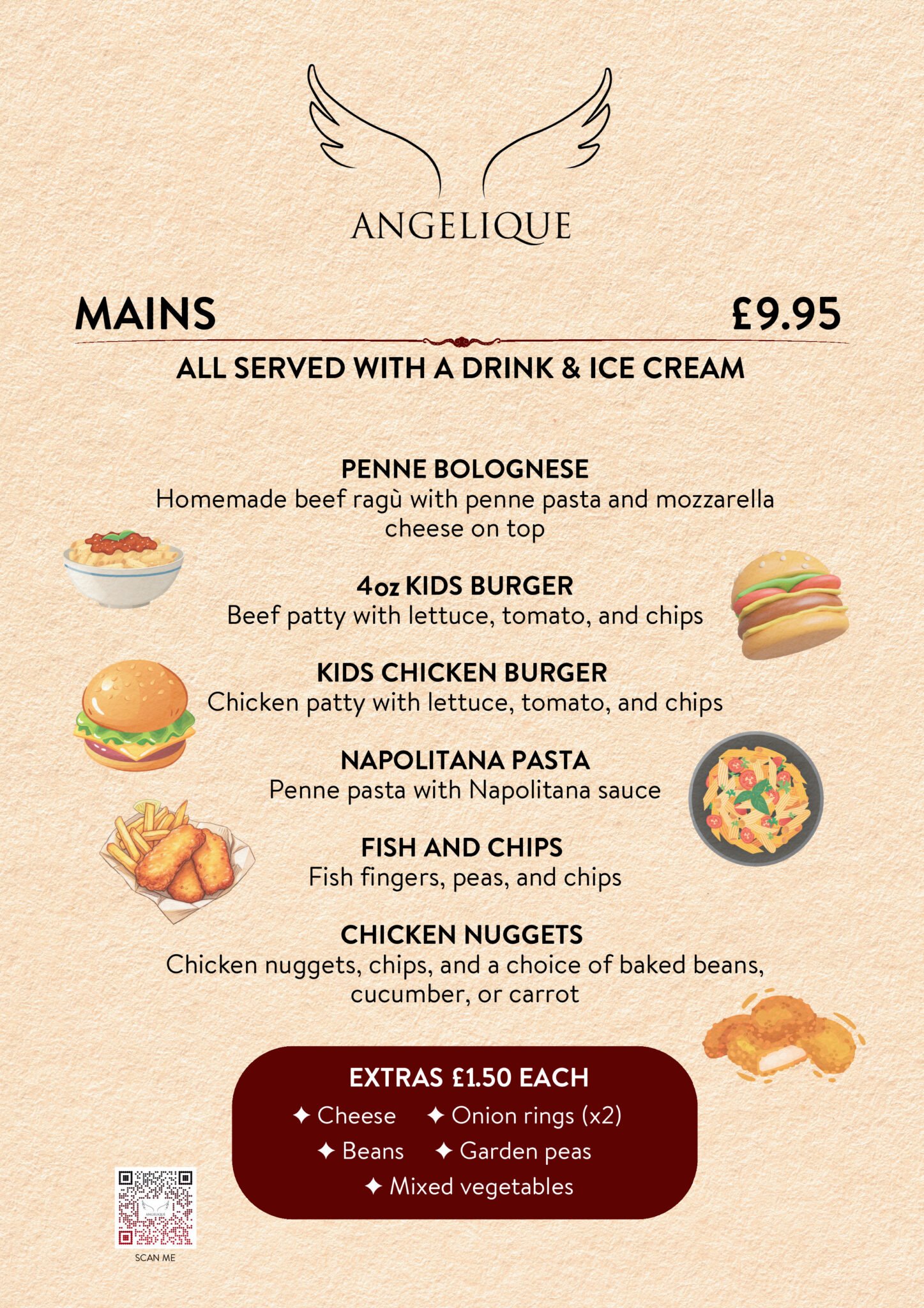 Kids Menu – Angelique Restaurant