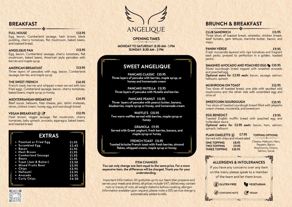 Breakfast Menu – Angelique Restaurant